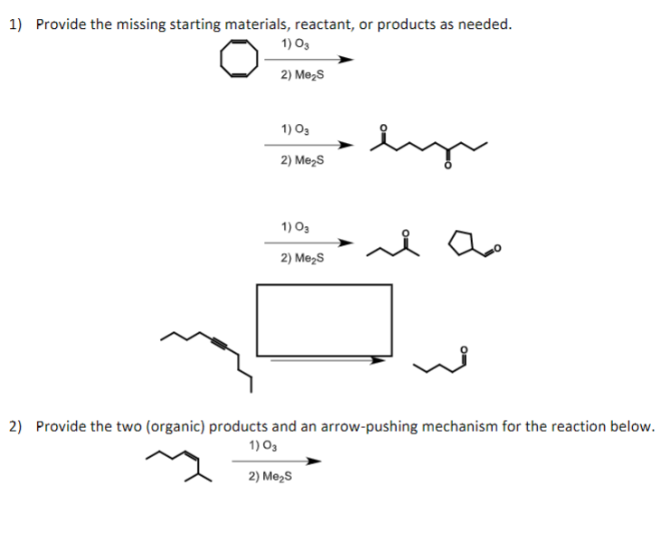 Solved 1) Provide the missing starting materials, reactant, | Chegg.com