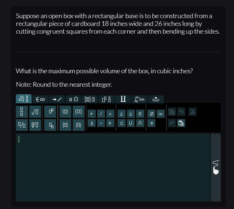 Solved Suppose an open box with a rectangular base is to be | Chegg.com