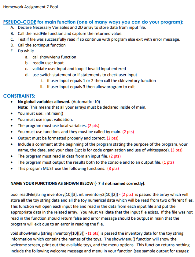 Solved Homework Assignment 7 Pool Homework Assignment 7 B