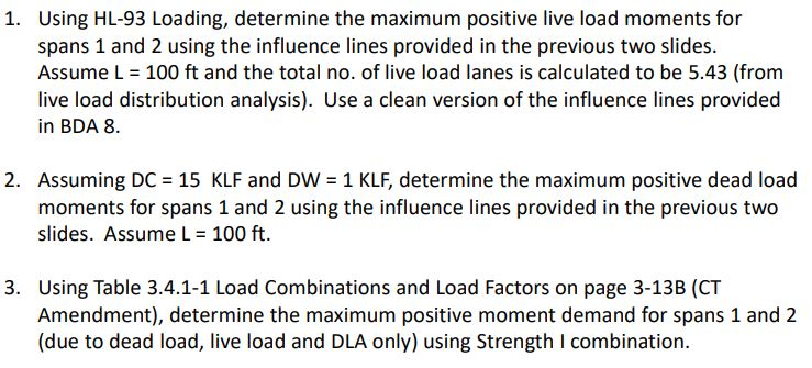 1. Using HL-93 Loading, determine the maximum | Chegg.com