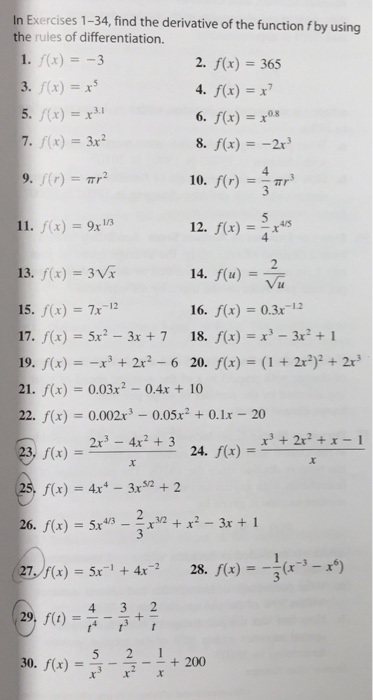 Solved In Exercise 1-34, find the derivative of the function | Chegg.com