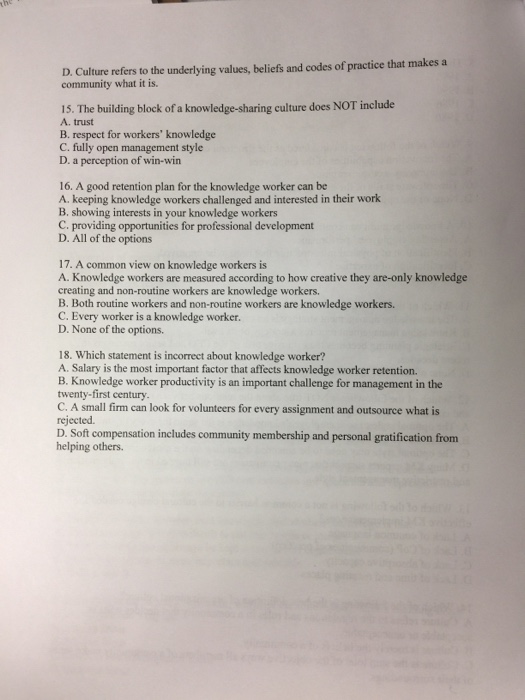 Solved D. Culture refers to the underlying values, beliefs | Chegg.com