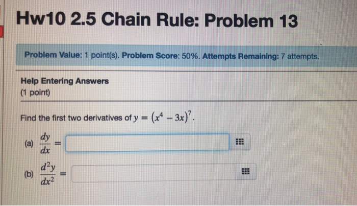 Solved Hw10 2.5 Chain Rule: Problem 13 Problem Value: 1 | Chegg.com