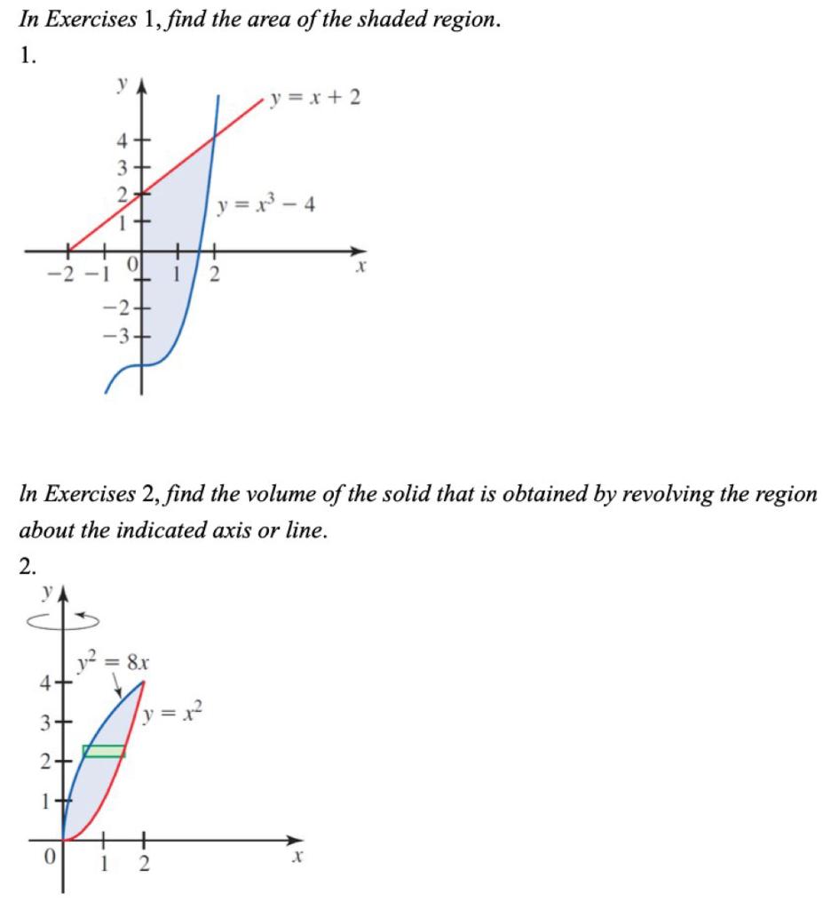 Solved In Exercises 1, find the area of the shaded region. | Chegg.com