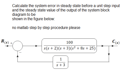 Solved Calculate the system error in steady state before a | Chegg.com