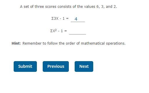 Solved A set of three consists of the values 6, 3, and 2... | Chegg.com