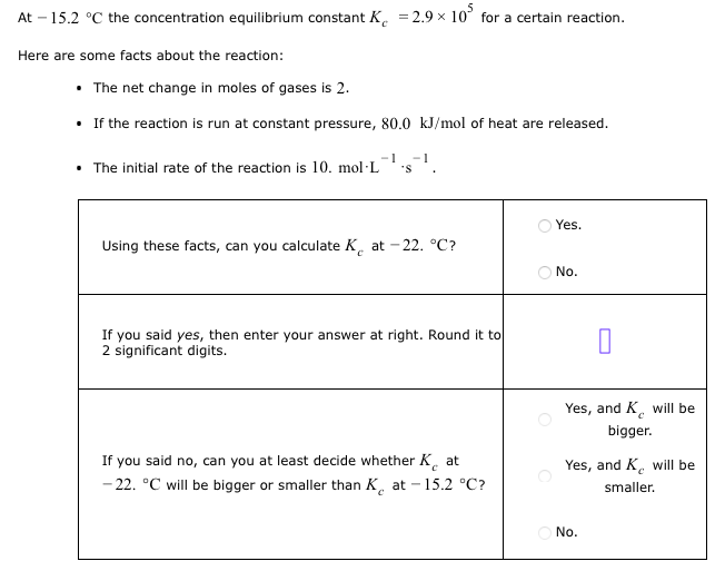 Solved At -15.2°C ﻿the concentration equilibrium constant | Chegg.com