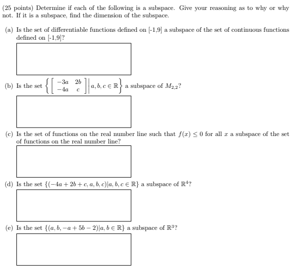Solved (25 points) Determine if each of the following is a | Chegg.com