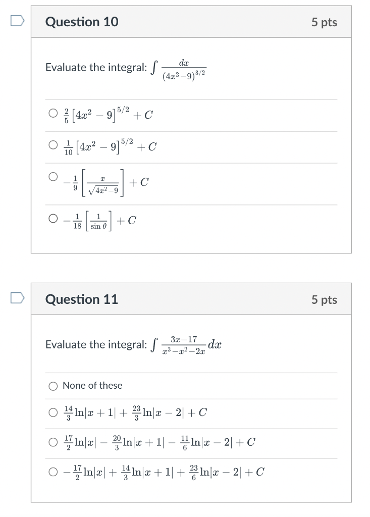 Solved Evaluate the integral: ∫(4x2−9)3/2dx | Chegg.com