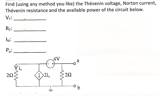 Solved Find (using any method you like) the Thévenin | Chegg.com