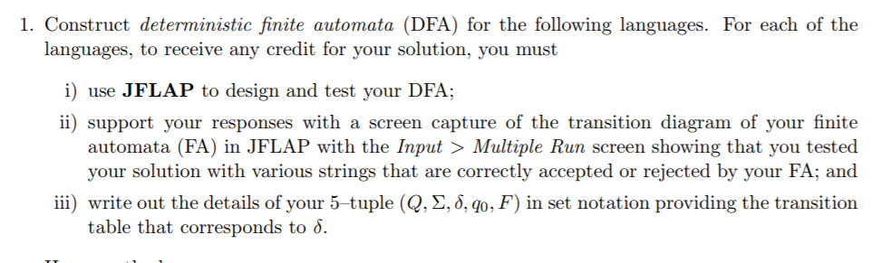 1. Construct deterministic finite automata (DFA) for | Chegg.com