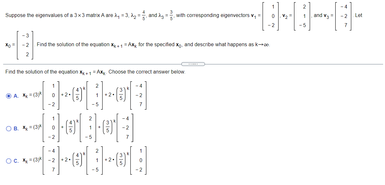 Solved 1 2 -4 Suppose the eigenvalues of a 3x3 matrix A are | Chegg.com