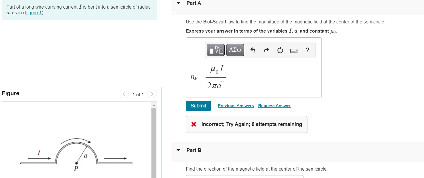 Solved Part of a long wire currying current I is bent into a | Chegg.com