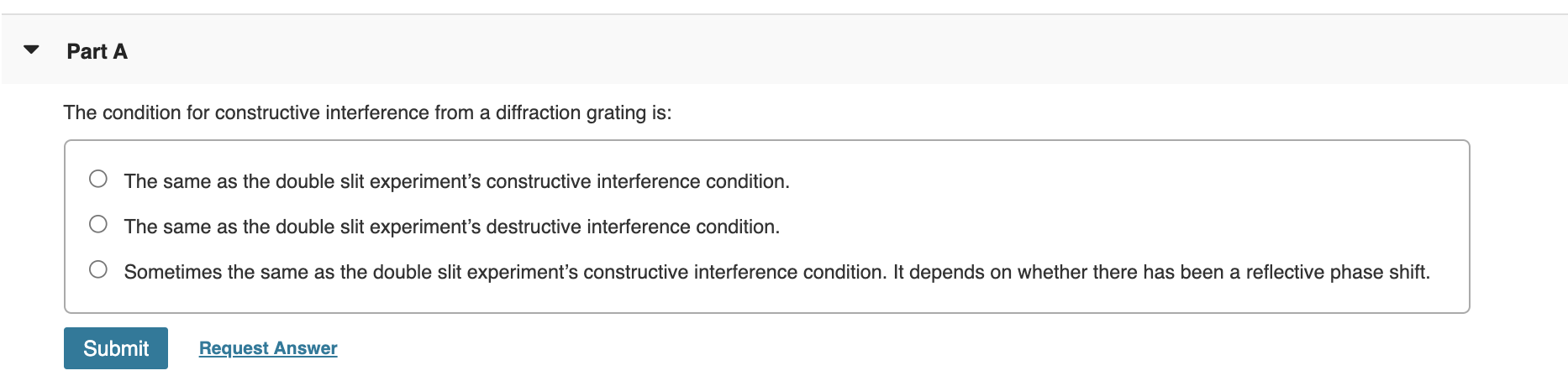 Solved Part A The condition for constructive interference | Chegg.com