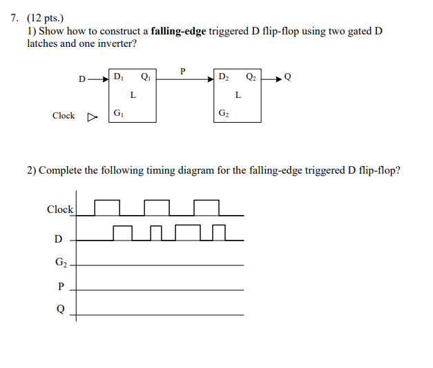 Solved 7. (12 pts.) 1) Show how to construct a falling-edge | Chegg.com