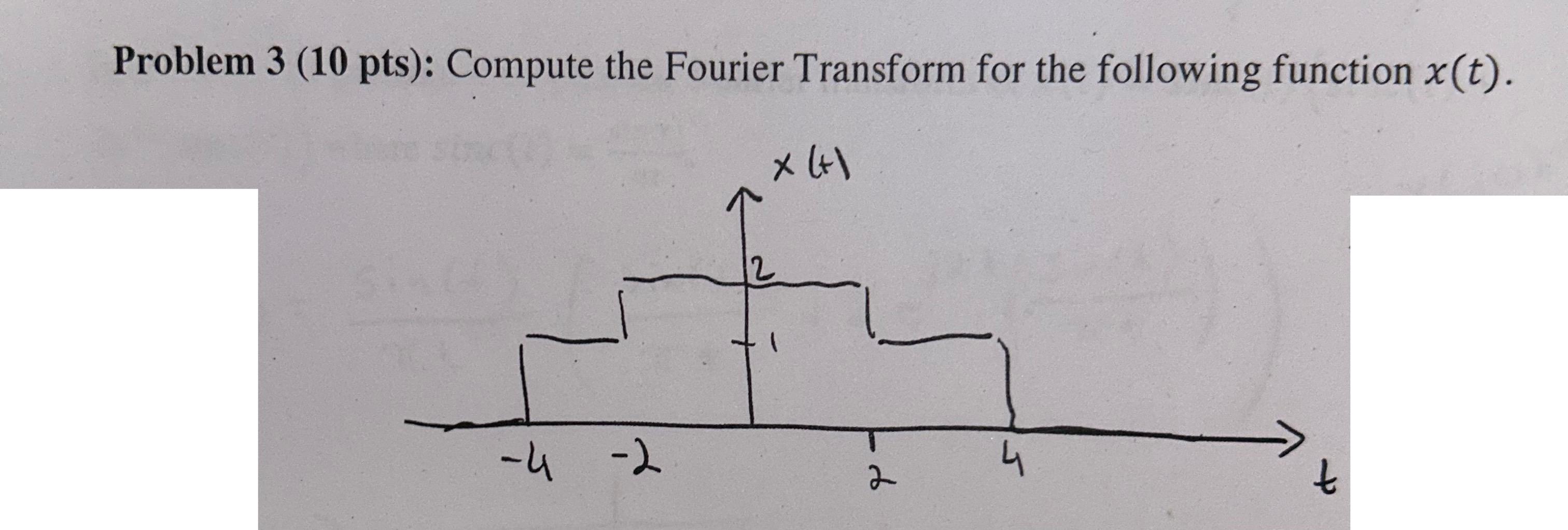 Solved Problem 3(10pts) : Compute the Fourier Transform for | Chegg.com