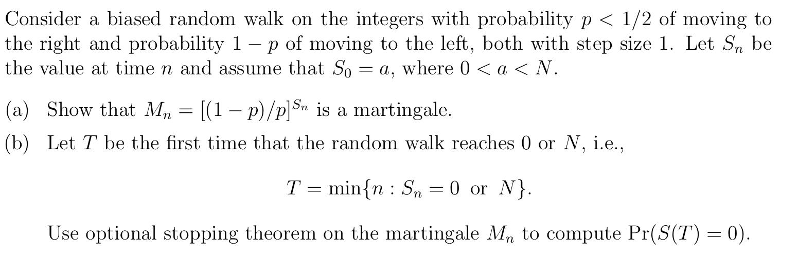 Solved Consider a biased random walk on the integers with | Chegg.com
