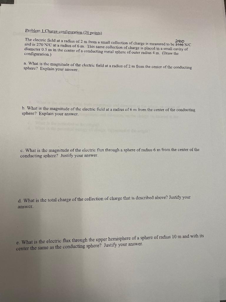 Solved Problem 1 Charge configuration (20 points) 2430 The | Chegg.com