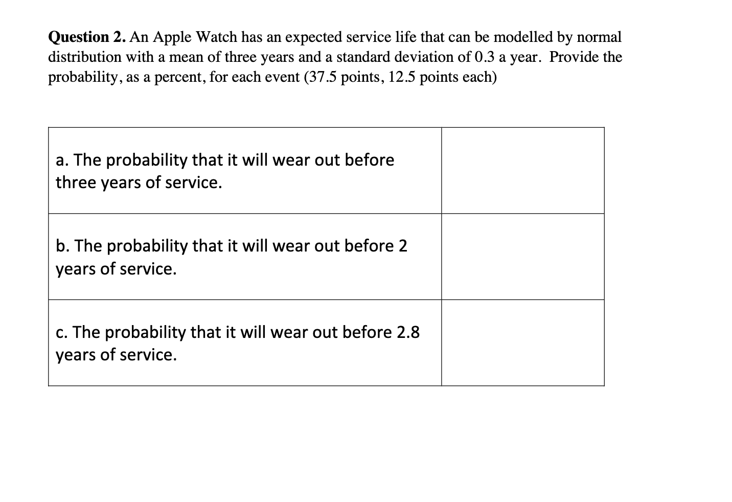 Solved Question 2. An Apple Watch has an expected service | Chegg.com