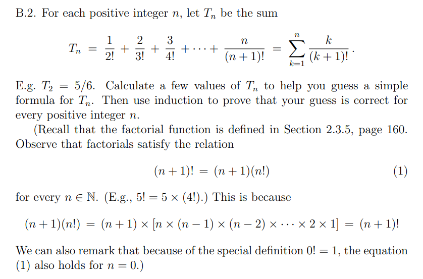 Solved B.2. For each positive integer n, let Tn be the sum | Chegg.com