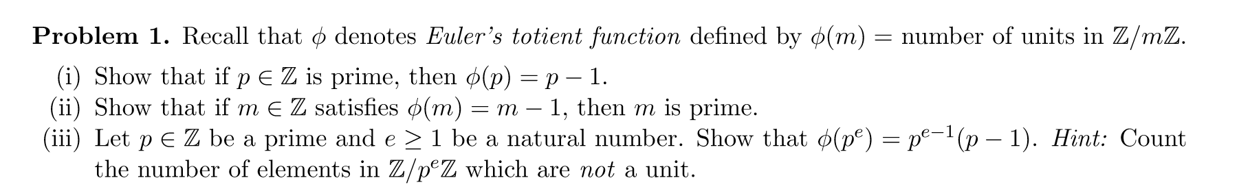 Solved Problem 1 Recall That φ Denotes Eulers Totient 2560