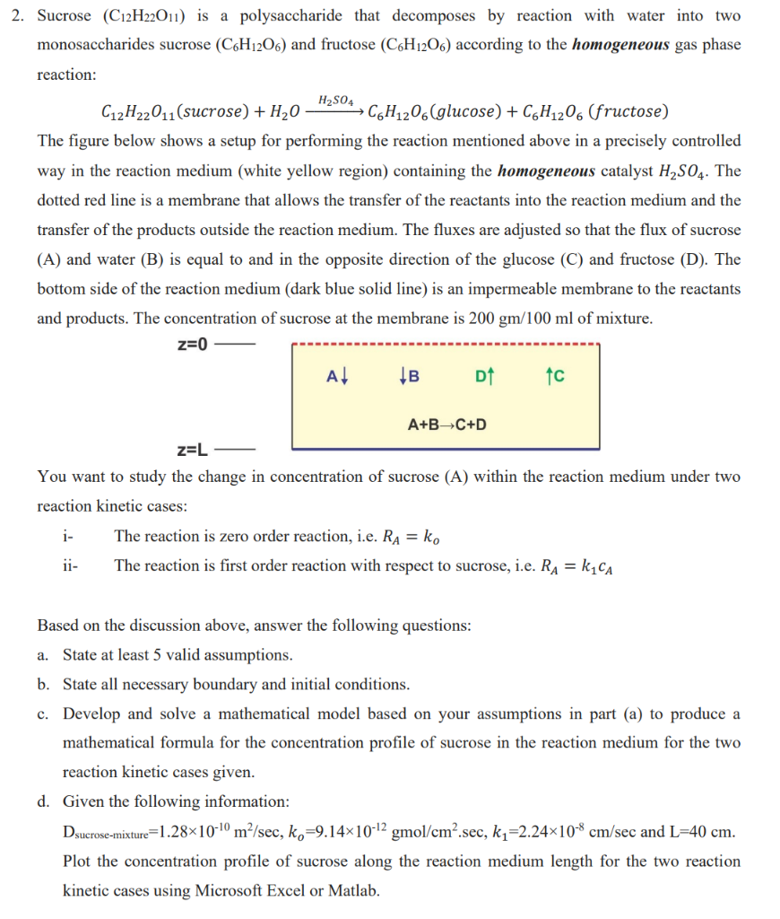 Solved 2. Sucrose (C12H22O11) is a polysaccharide that | Chegg.com
