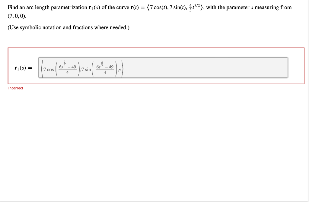 Solved Find an arc length parametrization r1(s) of the curve | Chegg.com