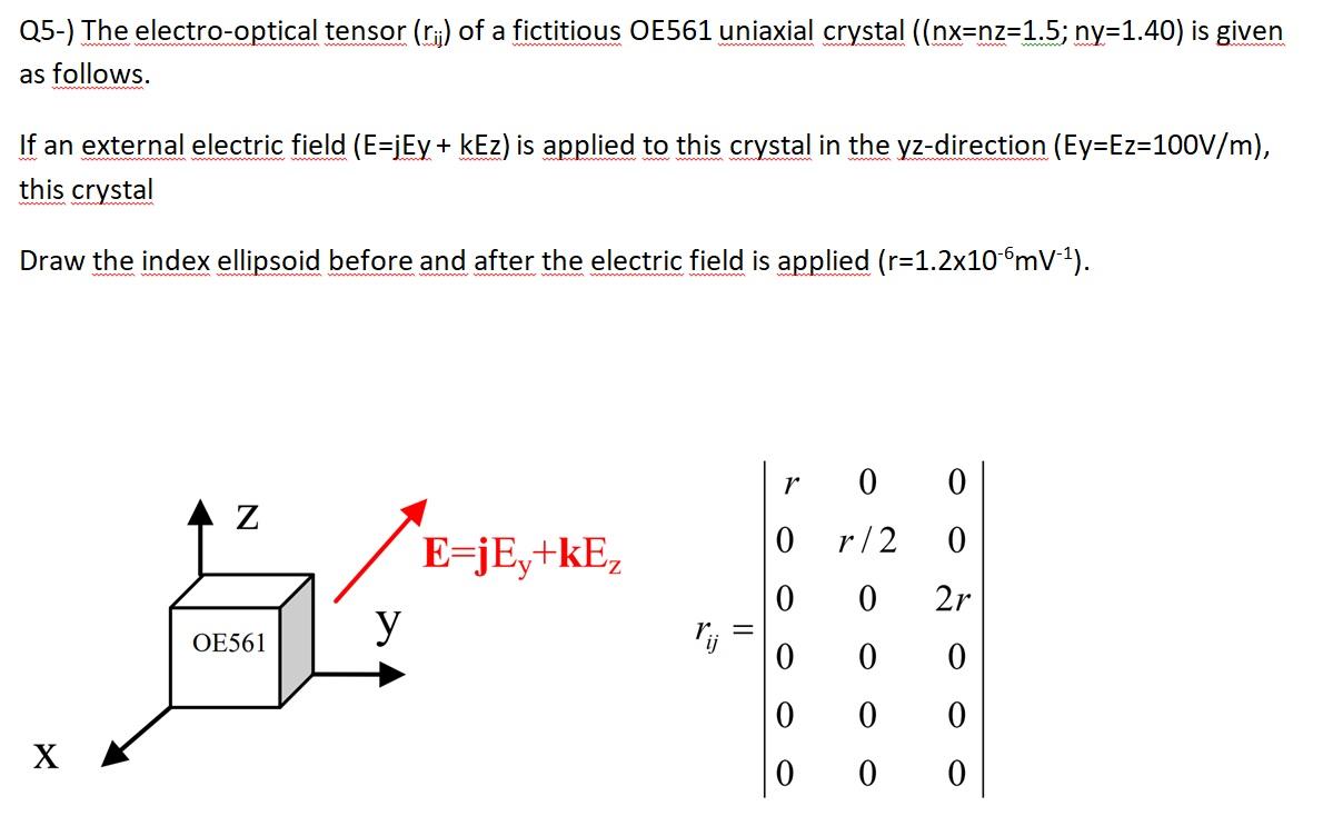 Solved Q5-) The electro-optical tensor (rij) of a | Chegg.com