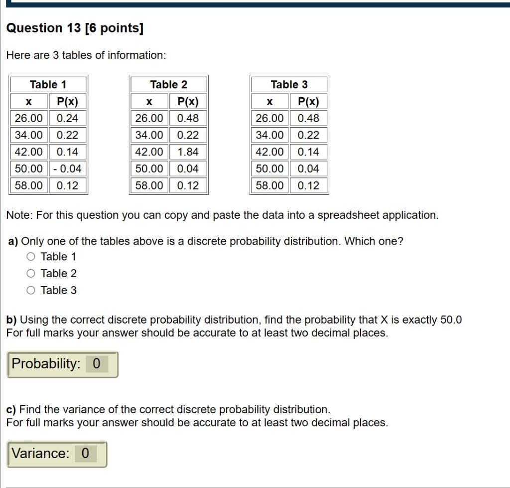 Solved Here are 3 tables of information: Note: For this | Chegg.com