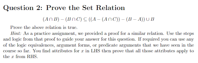 Solved Question 1: Visualization and Explanation of Sets | Chegg.com