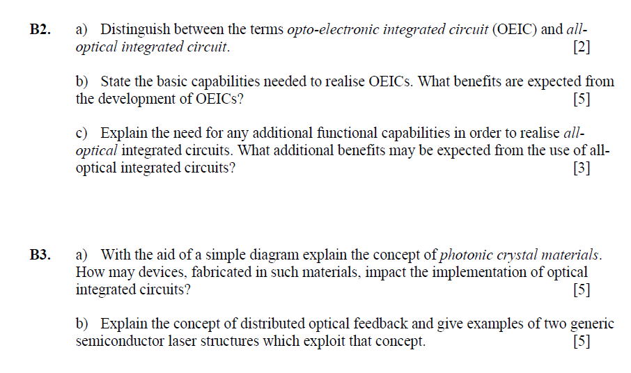 Solved B2. a) Distinguish between the terms opto-electronic | Chegg.com