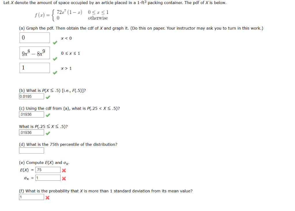 Solved Let X denote the amount of space occupied by an | Chegg.com