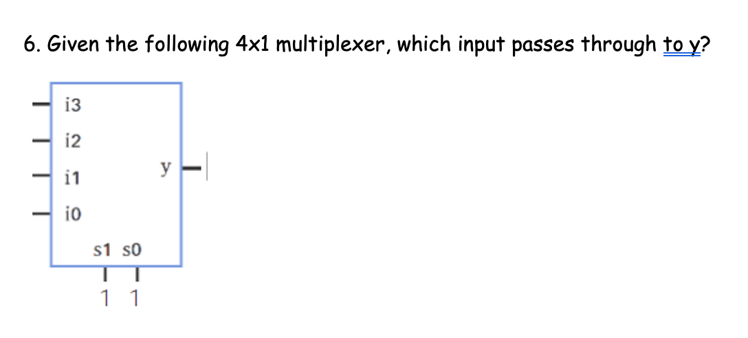 Solved 6. Given the following 4x1 multiplexer, which input | Chegg.com