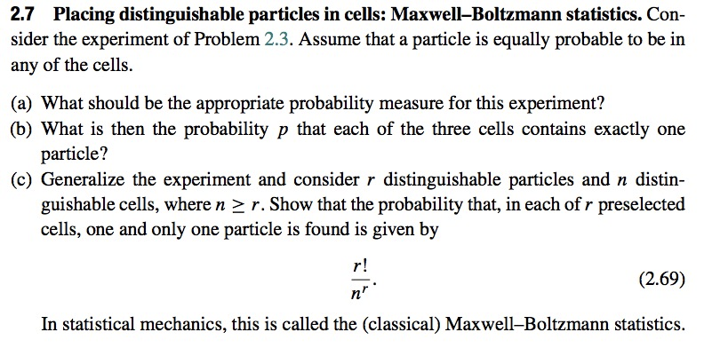 problem 2.3,Placing distinguishable particles in | Chegg.com