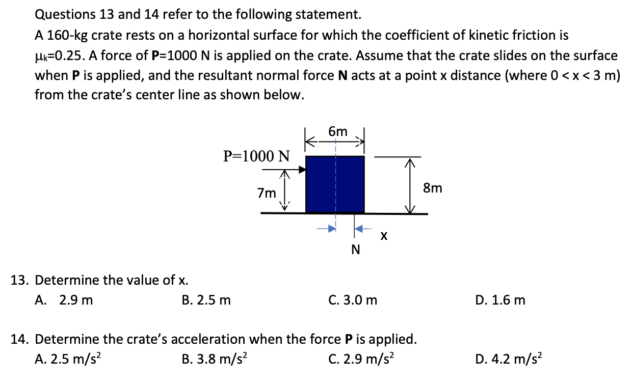 Solved A 160-kg crate rests on a horizontal surface for | Chegg.com