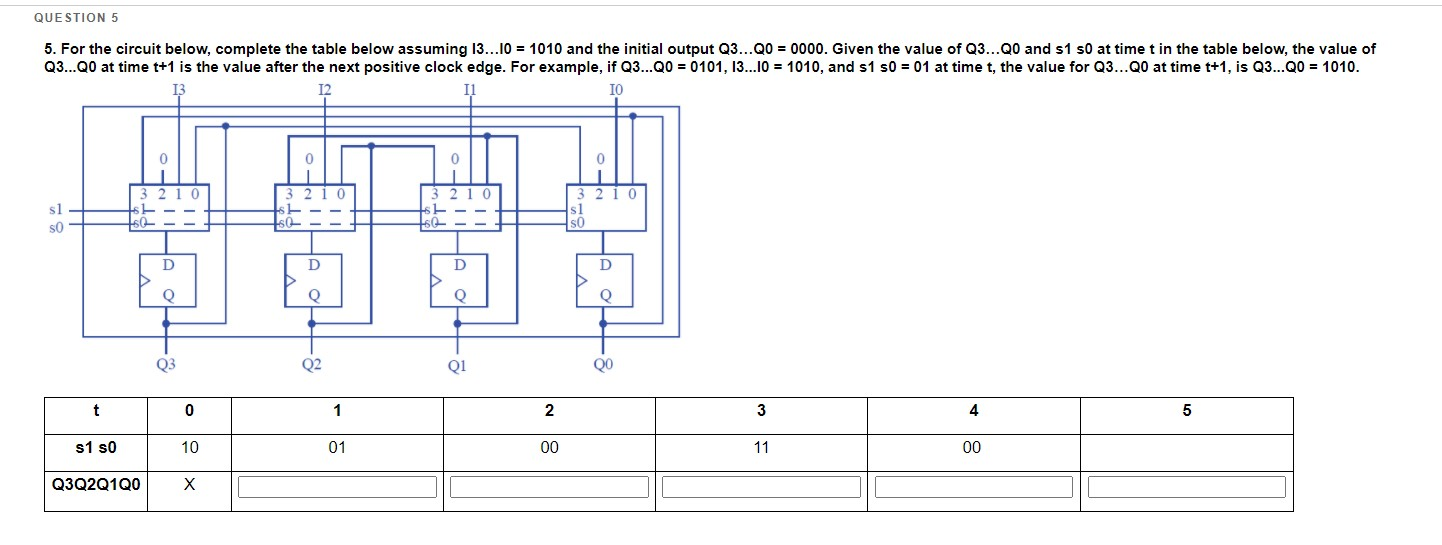 Solved QUESTION 5 5. For the circuit below, complete the | Chegg.com