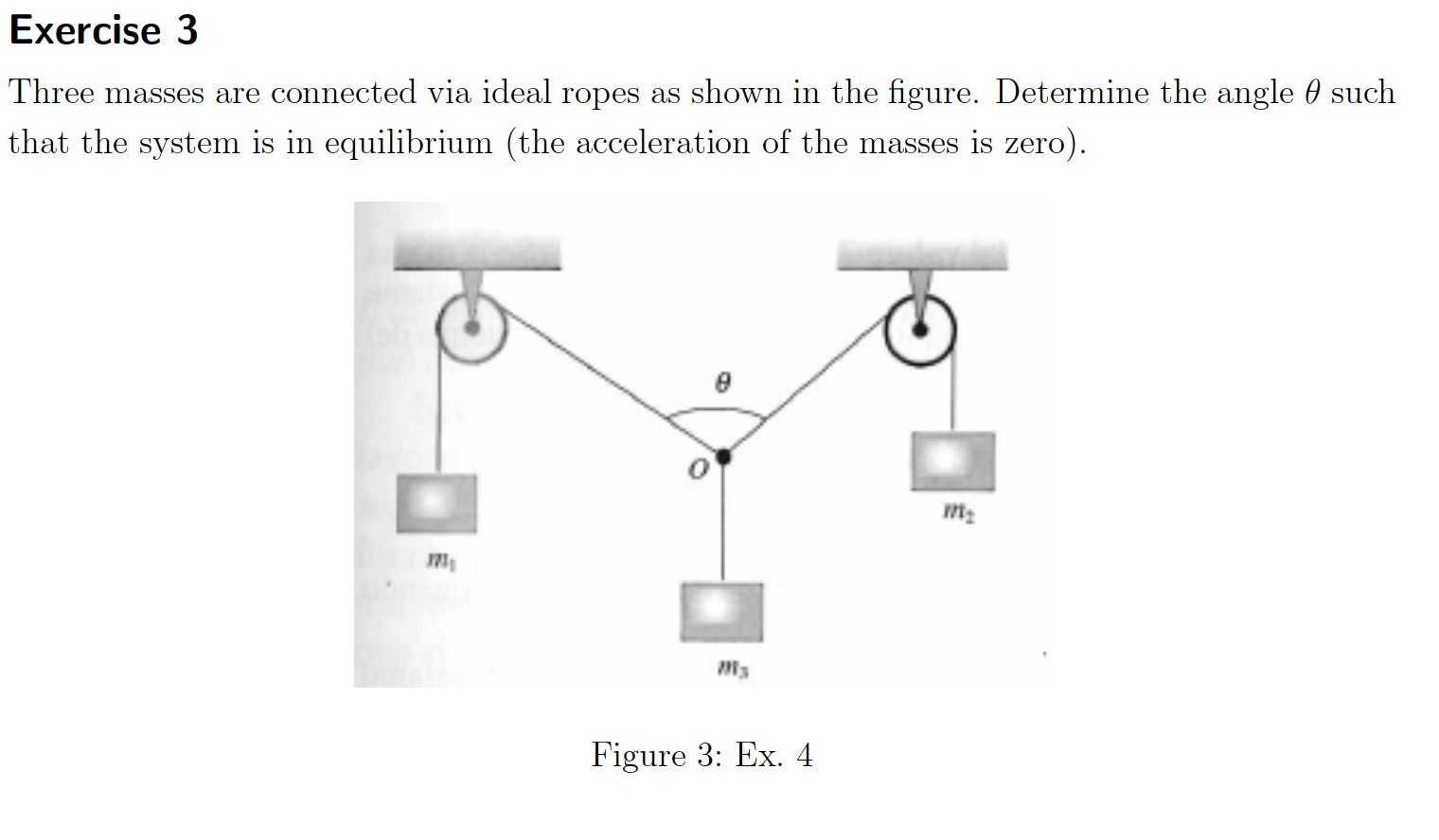 Solved Exercise 3Three masses are connected via ideal ropes | Chegg.com