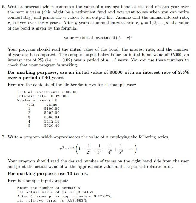 Solved 3. Write a program which computes the value of a | Chegg.com