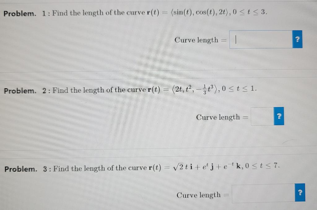 Solved Problem. 1: Find the length of the curve | Chegg.com
