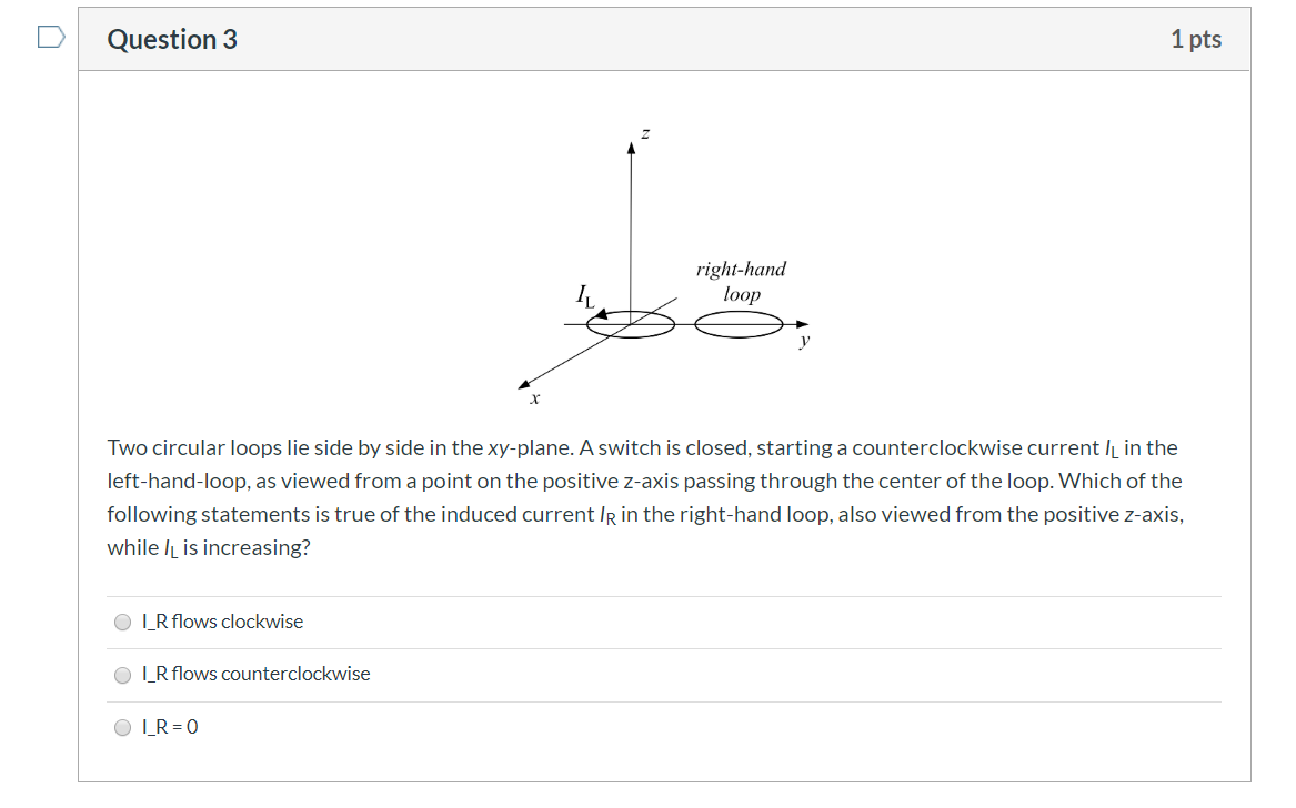 Solved Question 3 1 pts right-hand loop sc Two circular | Chegg.com
