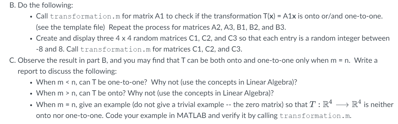 Solved Consider a linear transformation T:Rn Rm so that | Chegg.com
