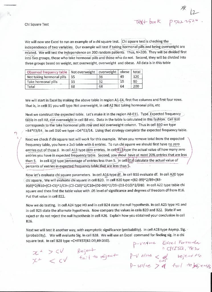 Solved 12 Text book Chi Square Test P5022520 We will now use | Chegg.com