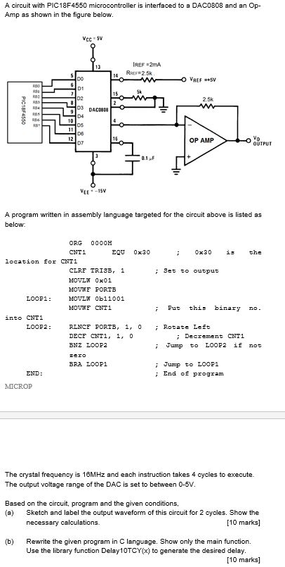 A circuit with PIC18F4550 microcontroller is | Chegg.com