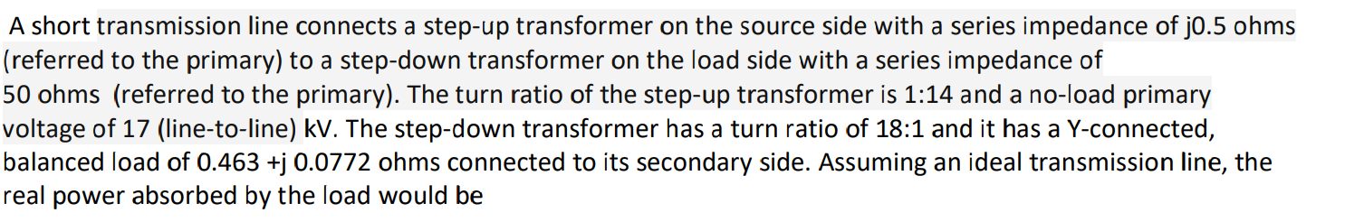 Solved A short transmission line connects a step-up | Chegg.com