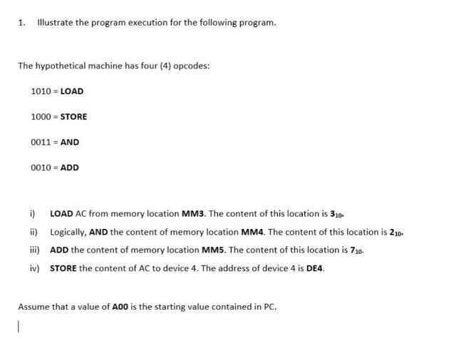 Solved 1. Illustrate the program execution for the following | Chegg.com