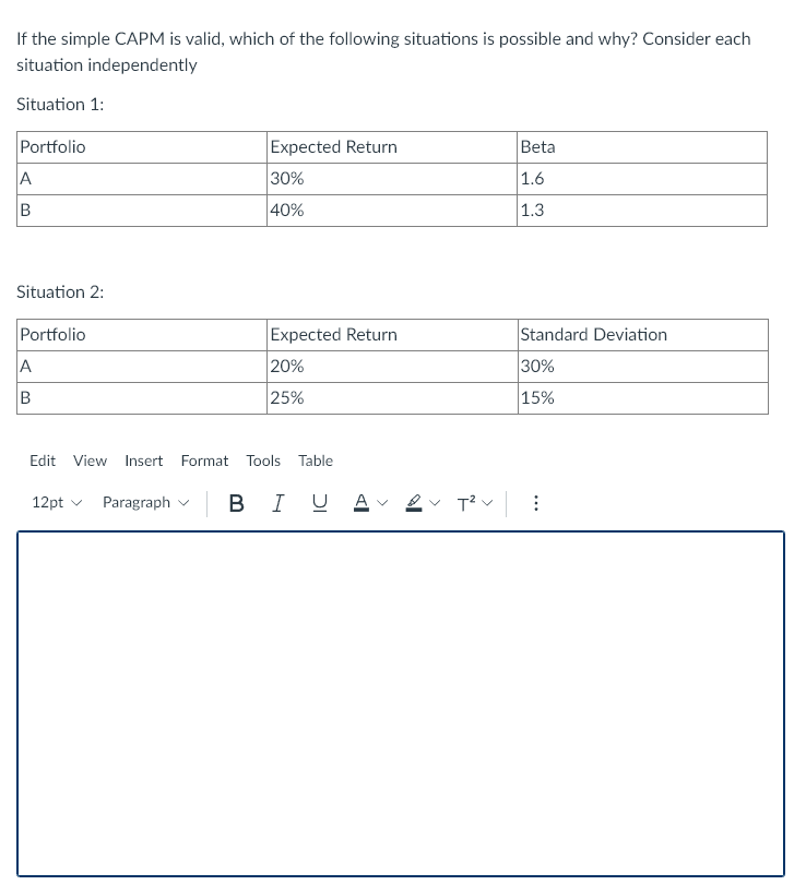 If the simple CAPM is valid, which of the following | Chegg.com