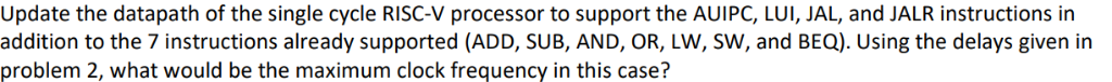 Update the datapath of the single cycle RISC-V | Chegg.com