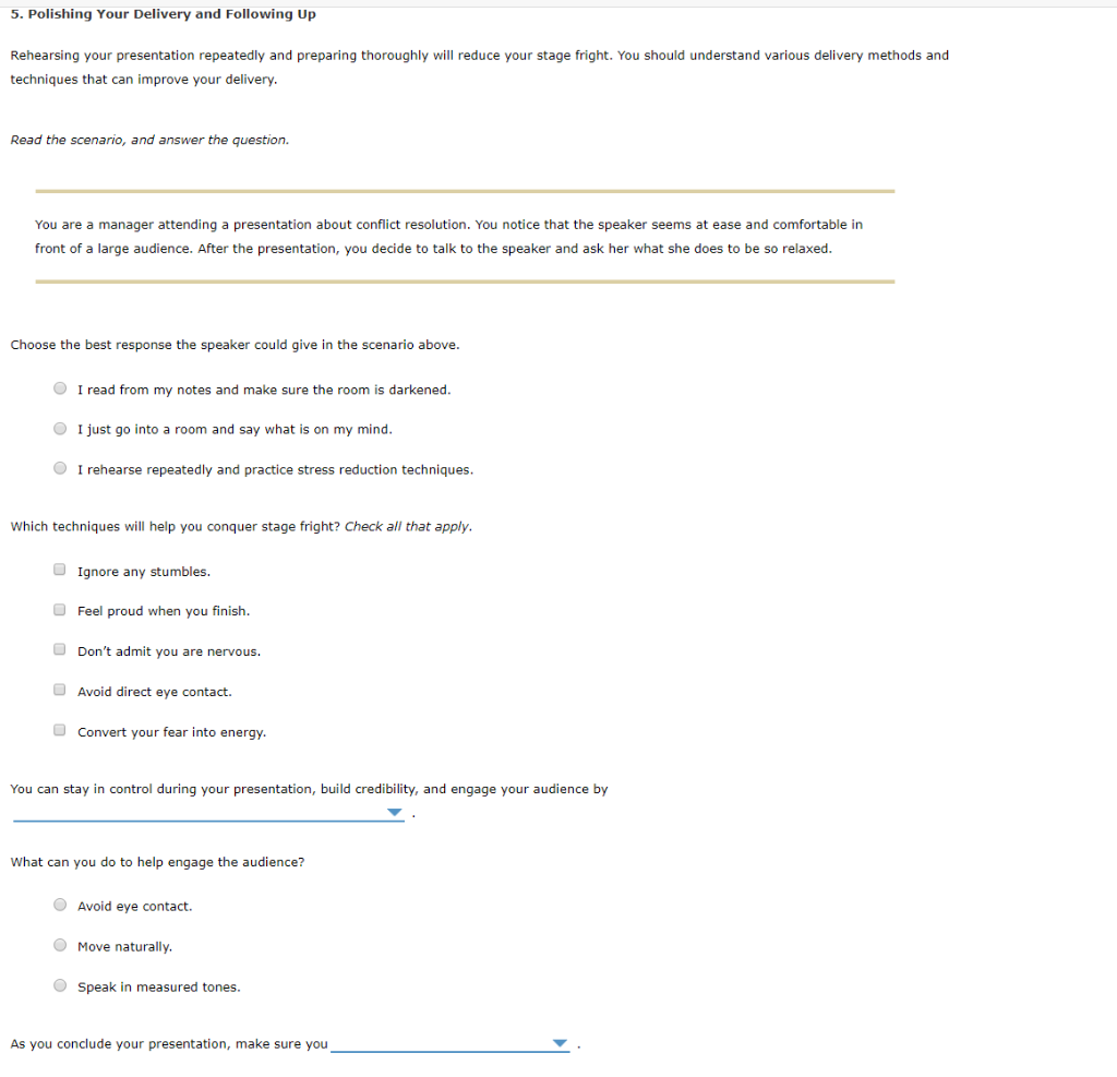 Solved 5. Polishing Your Delivery and Following Up | Chegg.com