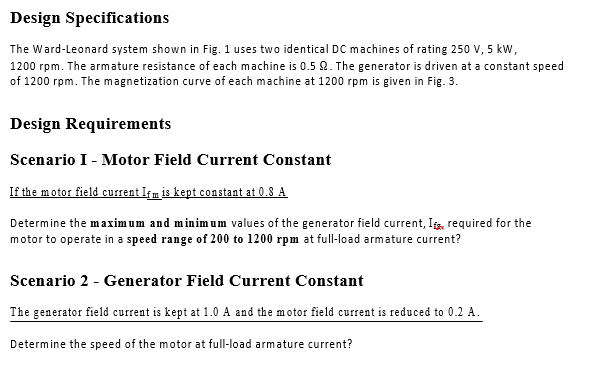 Solved Speed Control of a DC Motor Using Ward-Leonard System | Chegg.com