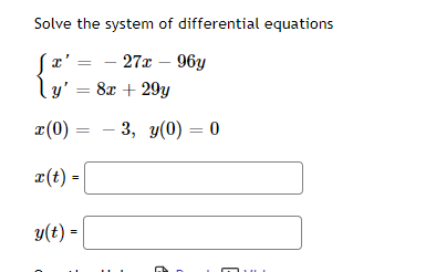 Solved Solve the system of differential equations Ş x' = – | Chegg.com